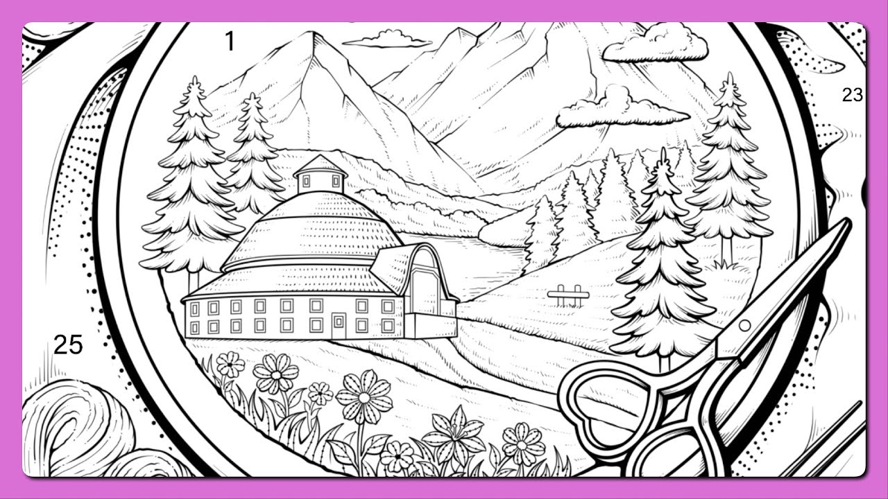 Hey Color by Number Embroidery Landscape Mountain Barn Color Oasis app ...