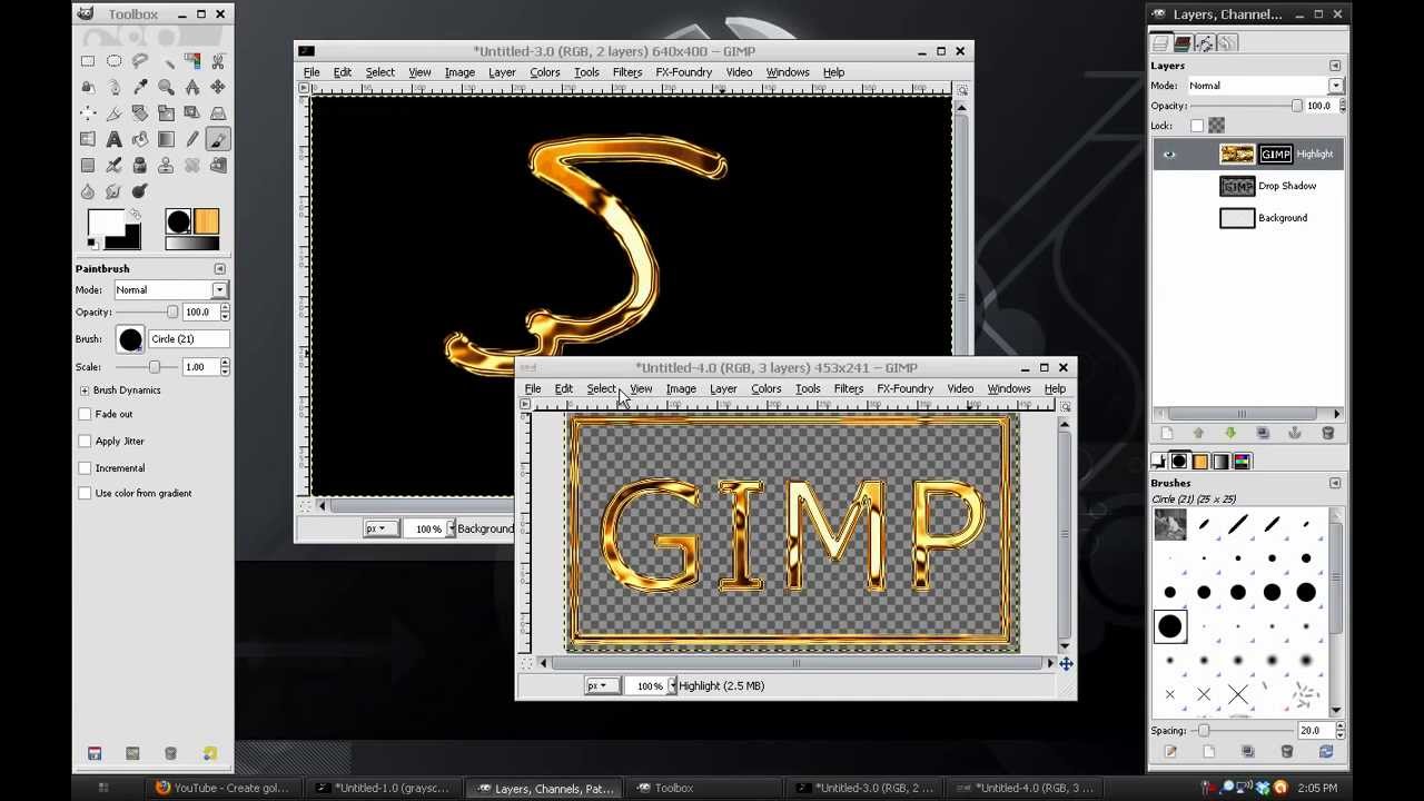 Gimp Tutorial: Gold Logo - YouTube