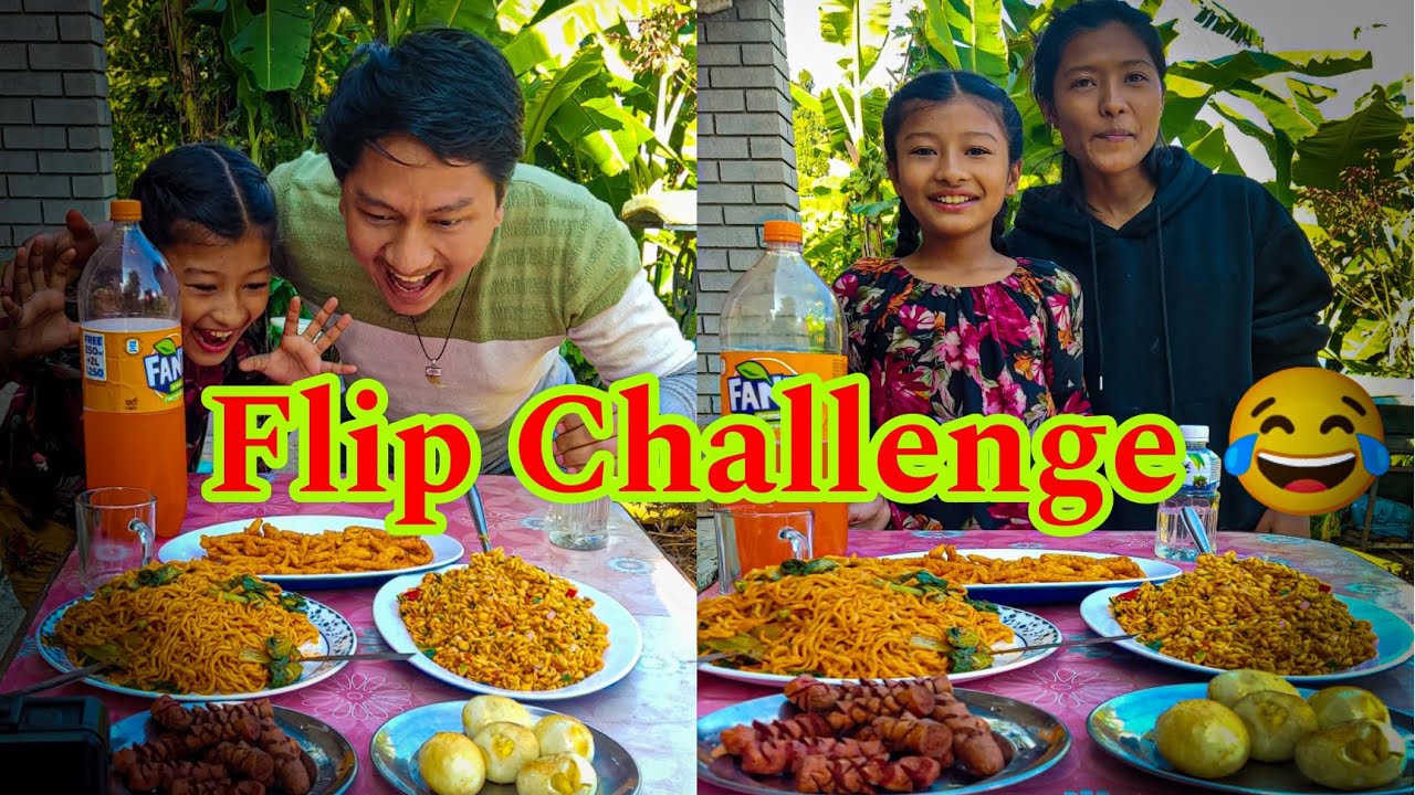 Flip the bottle🍾 food Challenge||spicy noodles eggs sausage 😋 - YouTube