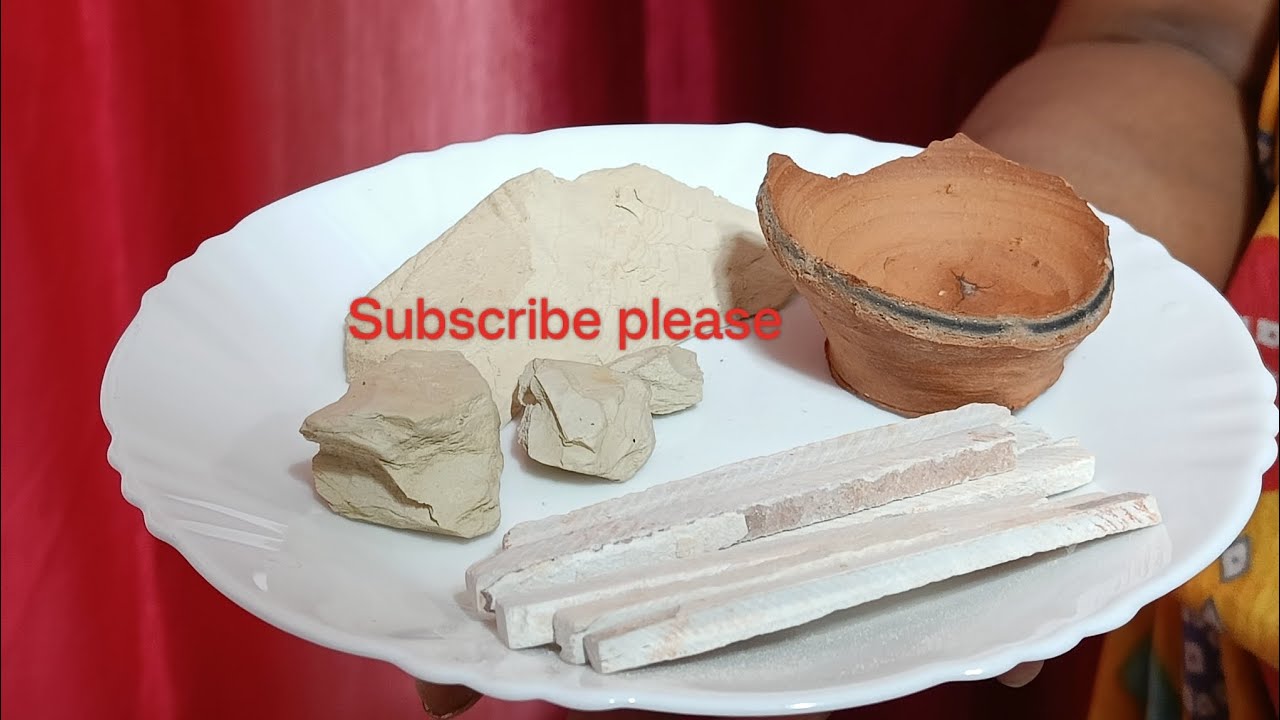 CRUNCHING MULTANI MITTI, GULLAK CHUNKS & SLATE PENCILS | #asmr #clay # ...