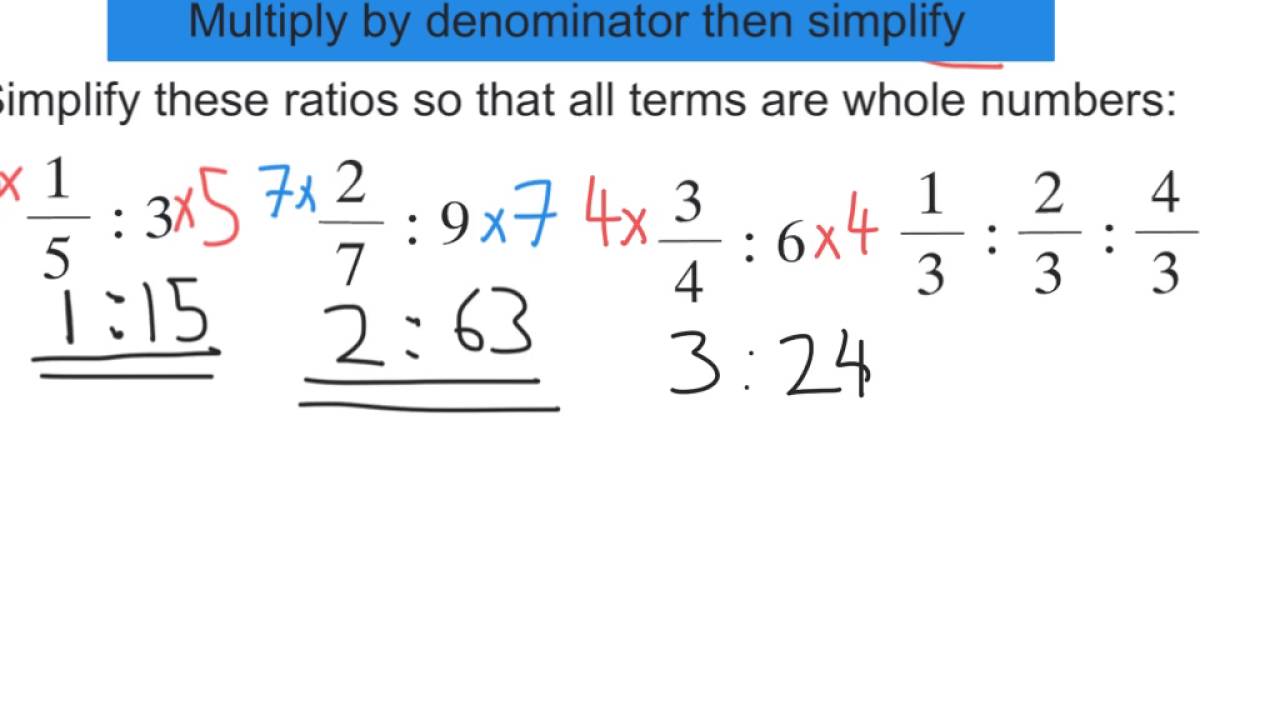 Ratio Simplifying Ratios With Fractions YouTube