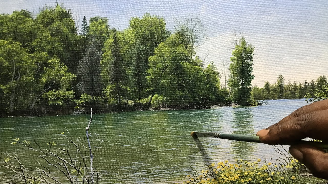 Painting a Realistic River With Acrylic. Time Lapse /64 - YouTube