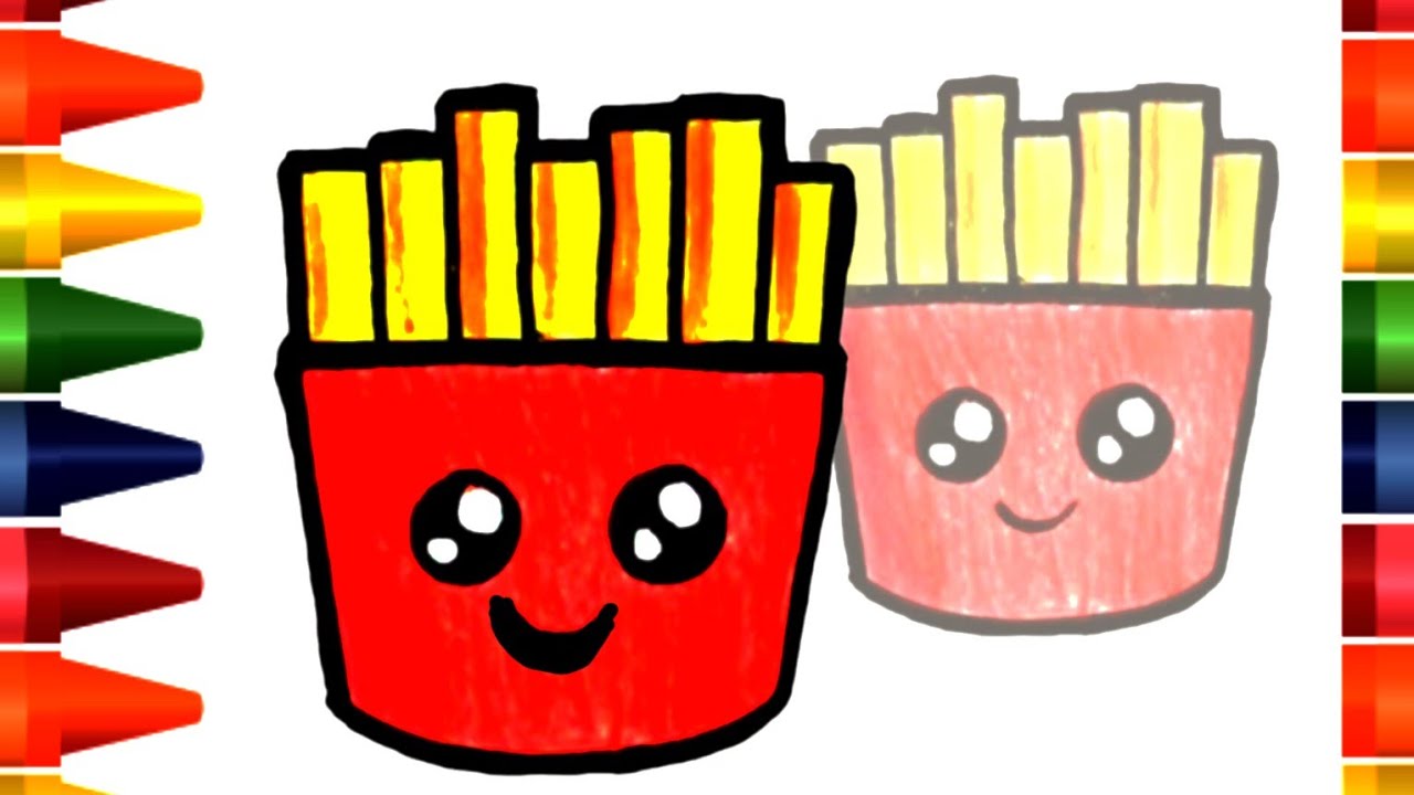 Cute french fries drawing for kids 🍟🎨 - YouTube