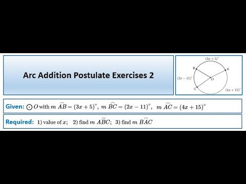 (Grade 10) Arc Addition Postulate Example 2 - YouTube