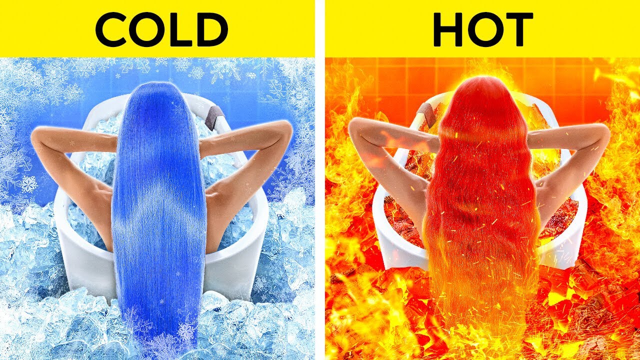 EXTREME HOT VS COLD CHALLENGE || Fire Girl vs Water Girl Were Adopted ...