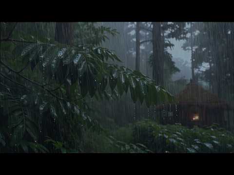 Orman yapraklarına düşen gece yağmuruyla huzurlu uyku | Rahatlatıcı doğa sesleri