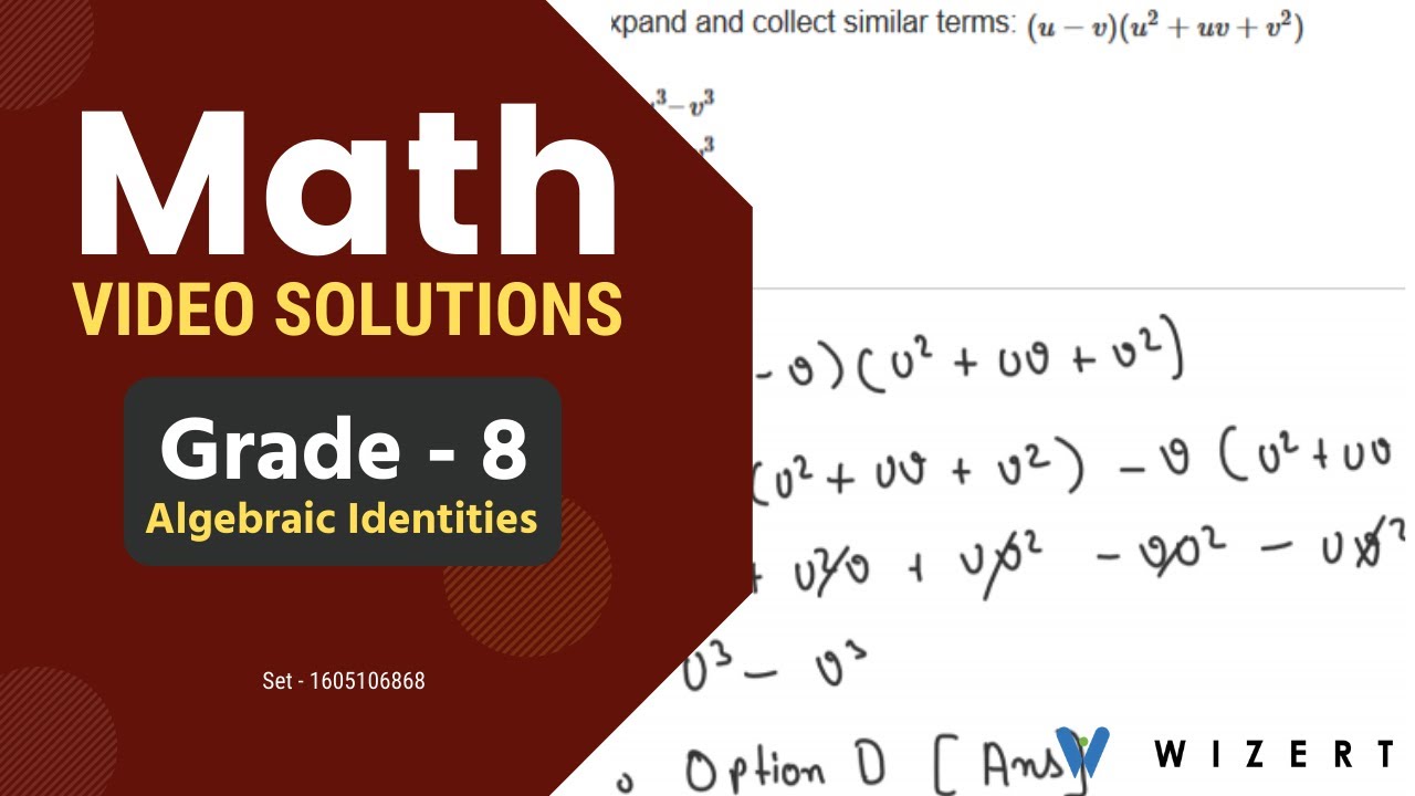 Grade 8 Math Questions With Answers Algebraic Identities Questions Grade 8 Math Questions With Answers Algebraic Identities Questions