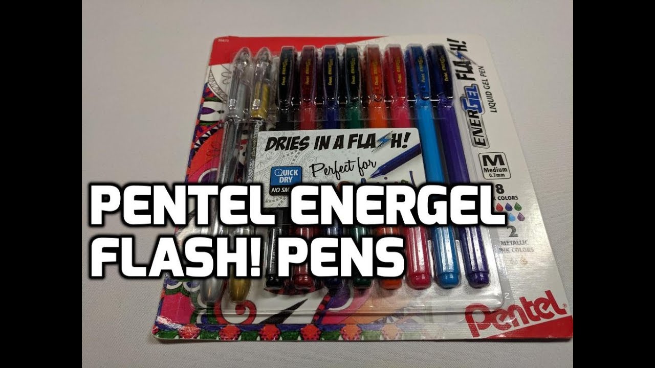 Pentel EnerGel Flash! Liquid Gel Pens (0.7 mm) Unboxing and Review ...