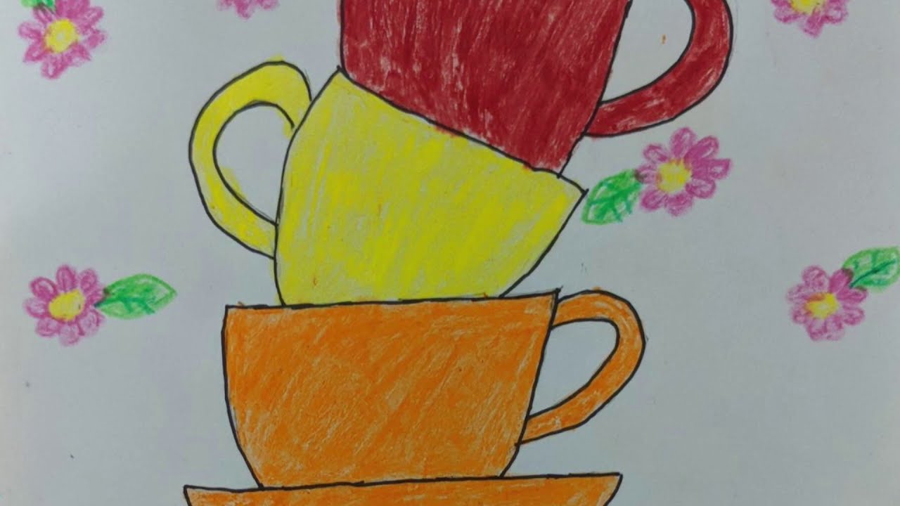 "CUPS ON A TILTED TABLE" DRAWING | EASY CUPS DRAWING | LEARN TO DRAW ...