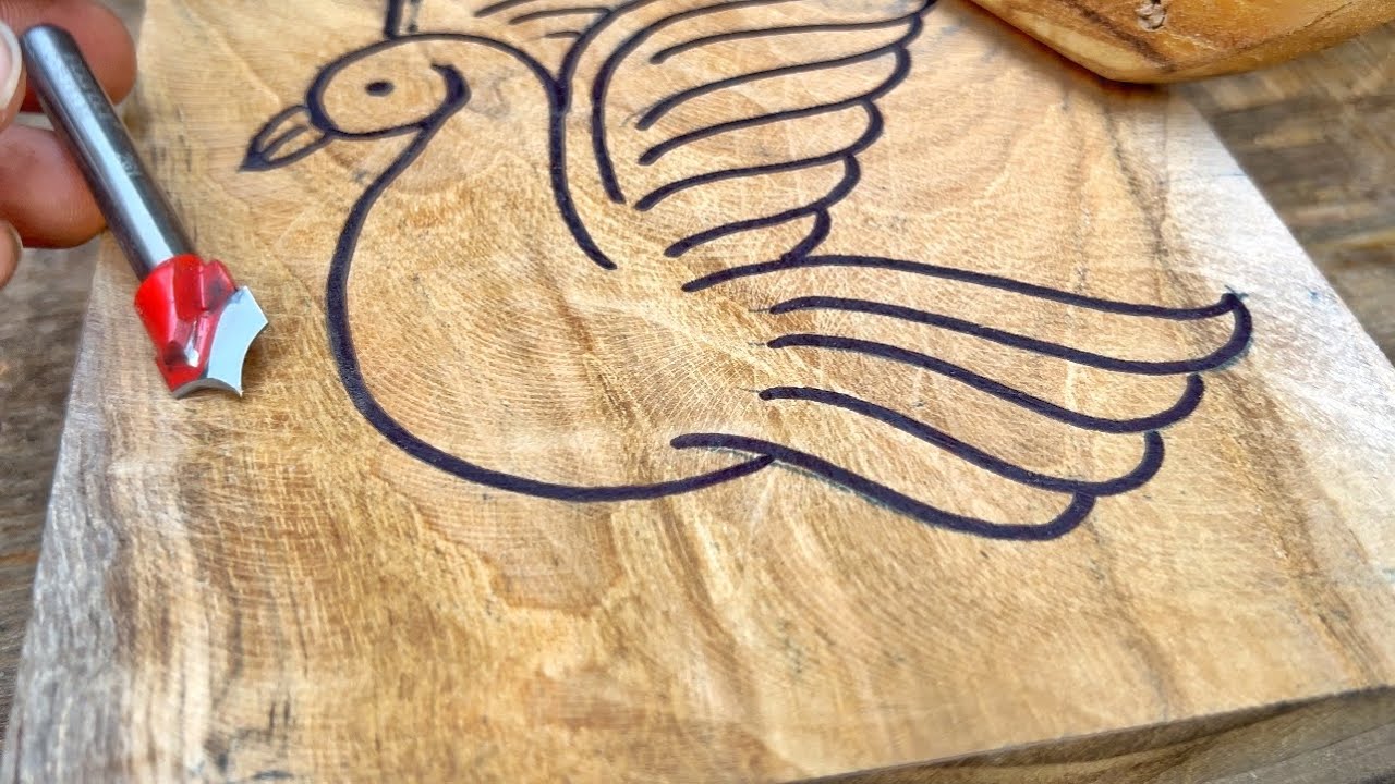 Beautiful wood carving bird with router machine bits. - YouTube
