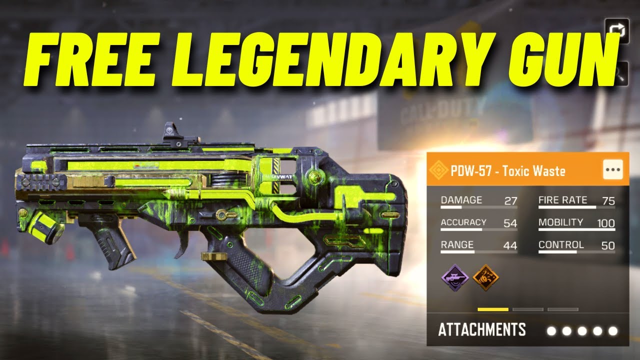 FREE LEGENDARY GUN - PDW-57 - Toxic Waste in COD Mobile | FIRST FREE ...