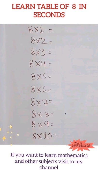 Table of 8, table of 8, learn table of 8 in seconds, table of eight ...