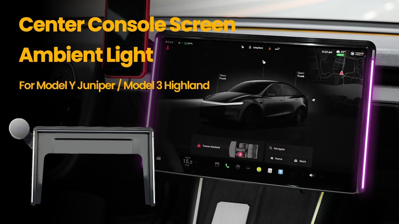 Tesla Central Control Screen Ambient Lights For New Model Y/Model 3 ...