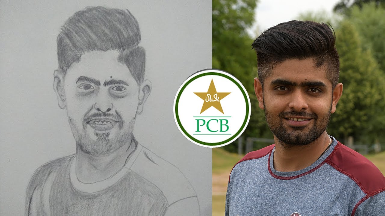 Drawing Babar Azam Sketch Very Easy | Step by Step Drawing | Mady Arts ...