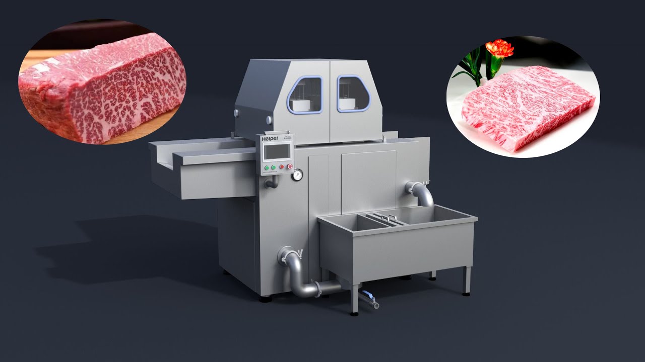 Beef fat injection machine - YouTube