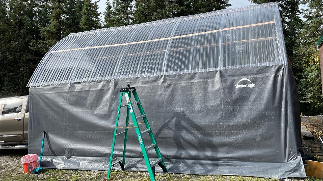 New Roof on a Shelter Logic Garage - YouTube