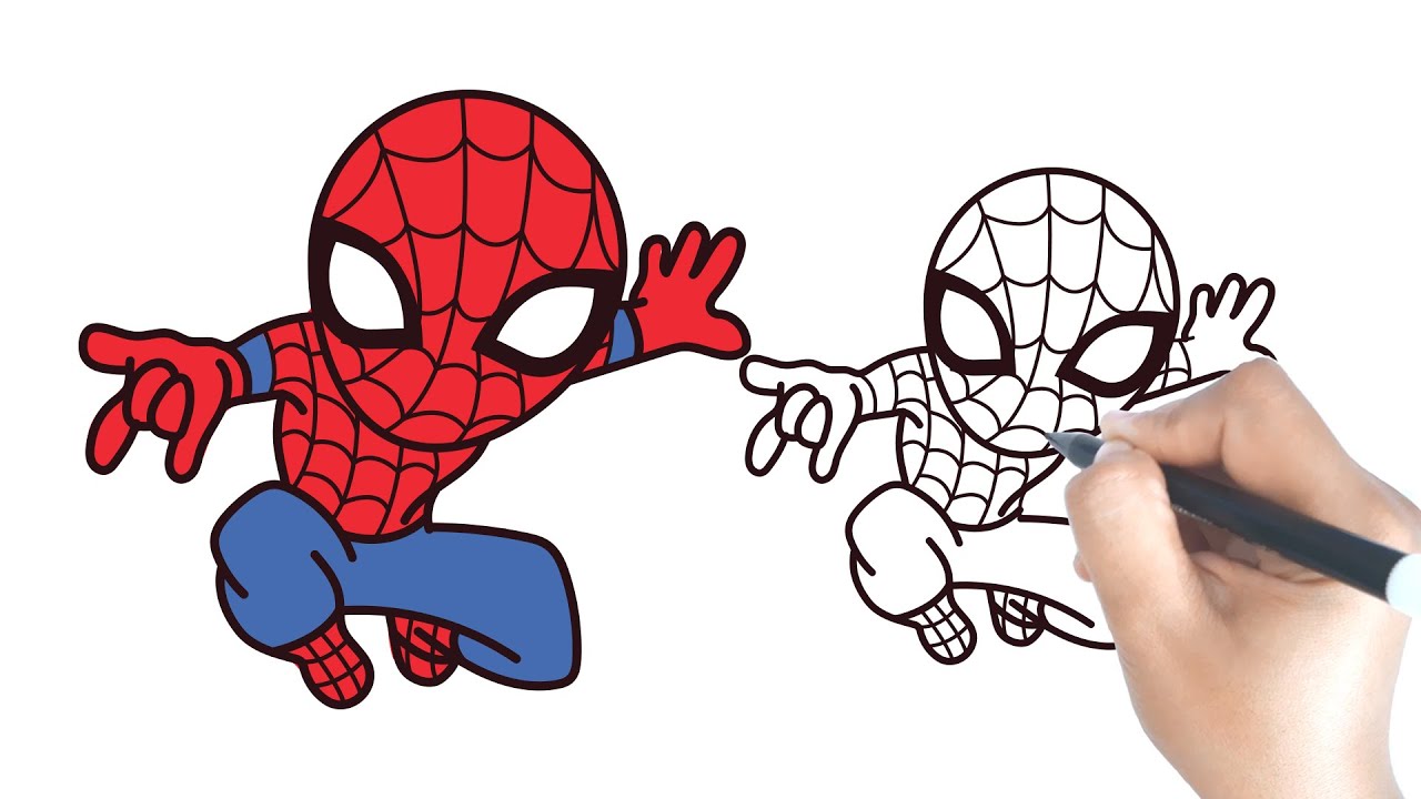 How to Draw Simple Spiderman for Kids Easy and Slow Step by Step - YouTube
