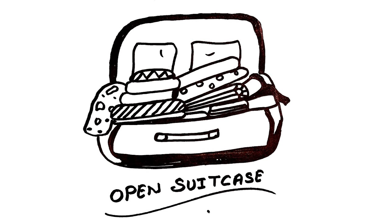 Open Suitcase Drawing