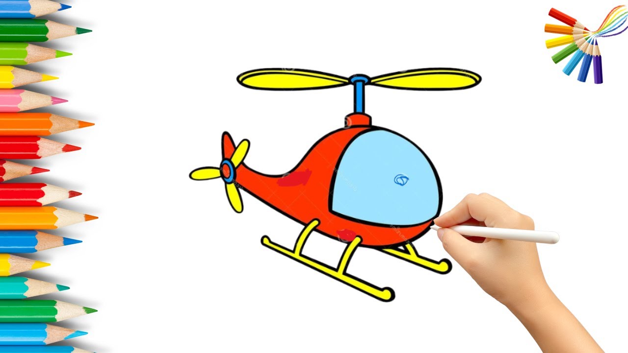 Helicopter 🚁Drawing,Painting,Coloring for kids and toddlers/ How to ...