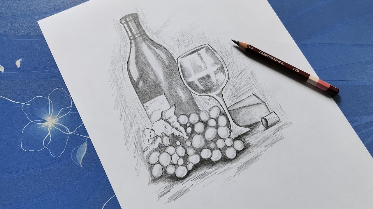 How To Draw Realistic Bottle And Glass For Beginners - YouTube