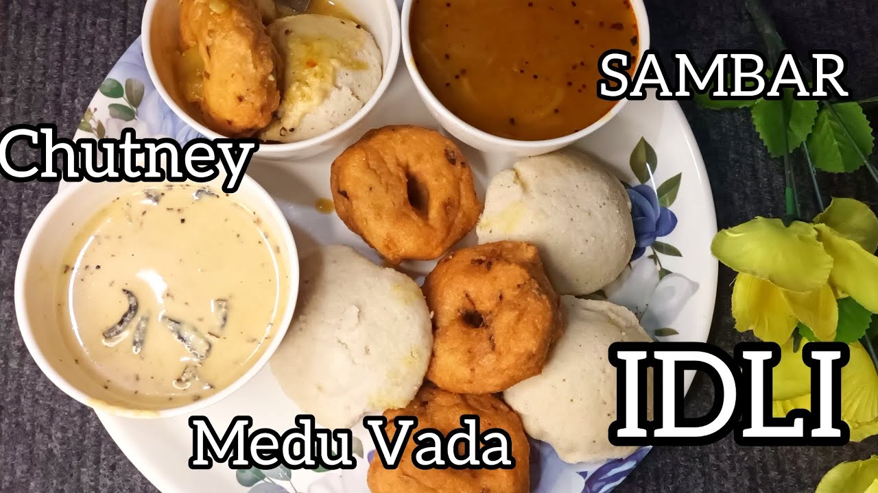 IDLI, MEDU VADA, SAMBAR, CHUTNEY | South Indian Thali | Breakfast Thali ...