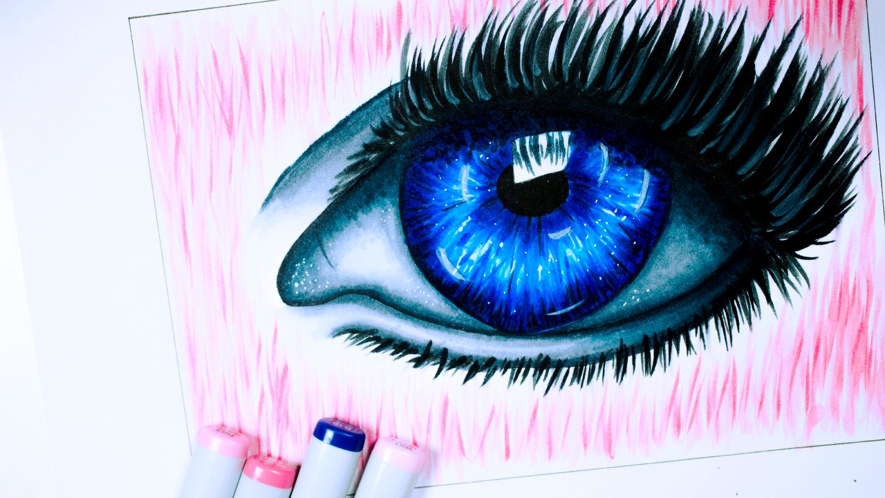 BLUE EYE | Copic markers speedpaint - YouTube