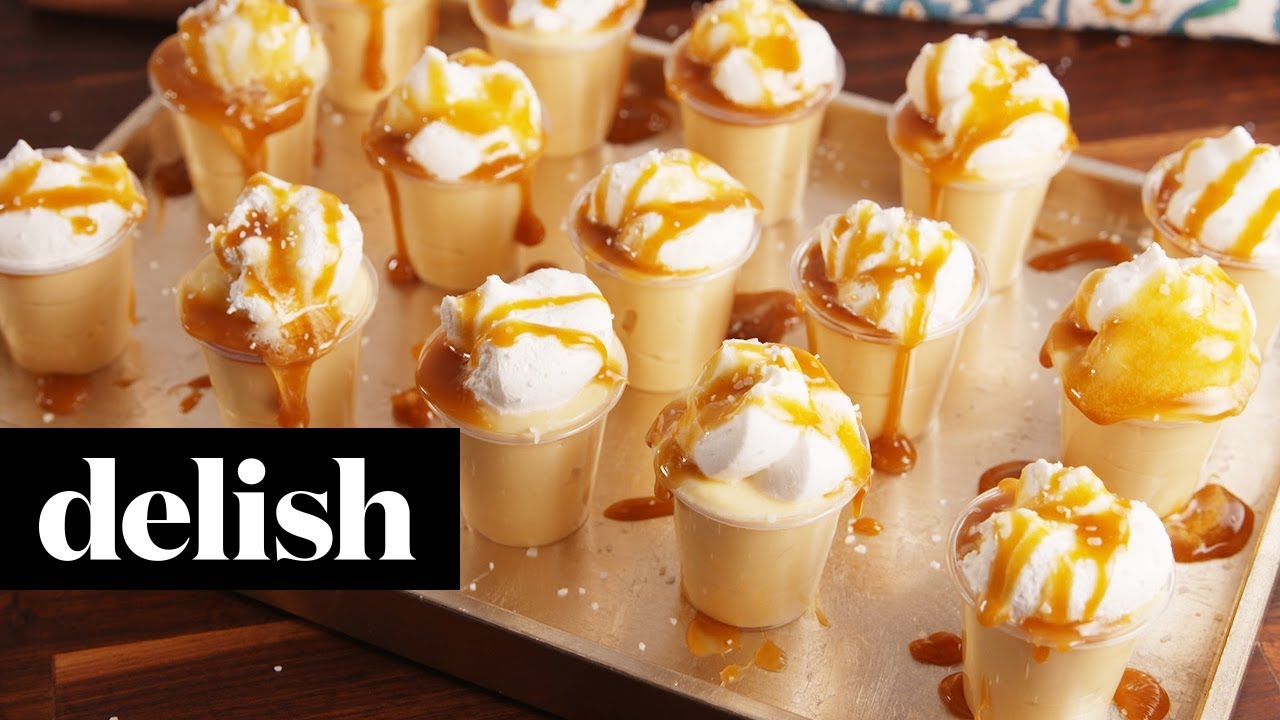 Salted Caramel Pudding Shots Delish Youtube