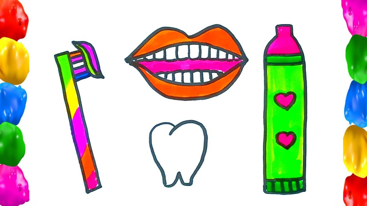 Amazing Toothpaste and Toothbrush Drawing and Coloring for kids ...