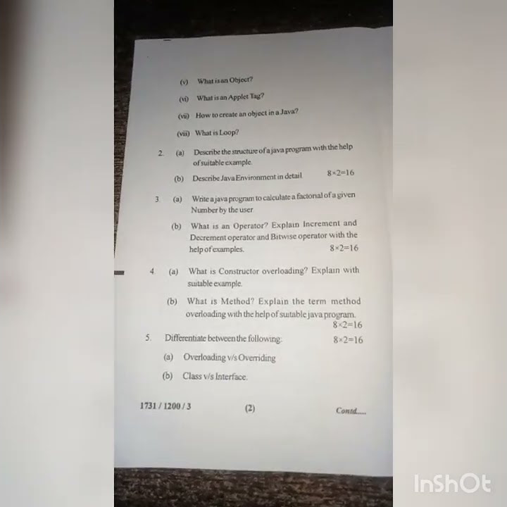 Jnvu Bca Final Year Old Paper || Java Programming 2022 - YouTube