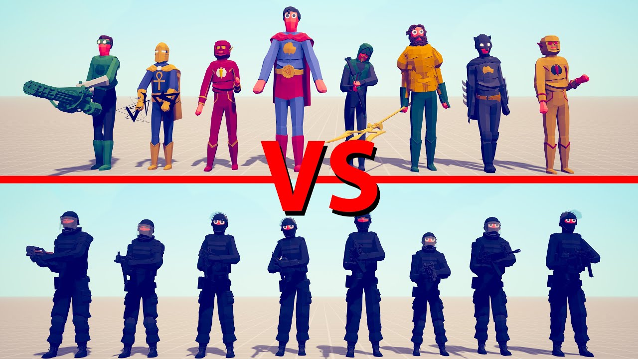 DC Team vs SWAT Team - Totally Accurate Battle Simulator TABS - YouTube