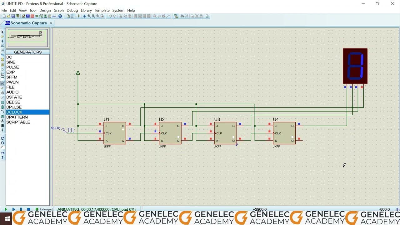 ISIS de Proteus : Simulation d’un Compteur Asynchrone Modulo 16 à Base de Bascule JK - YouTube