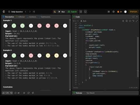 2181. Merge Nodes in Between Zeros | C++ | SImple and detailed explanation | Leetcode daily ...