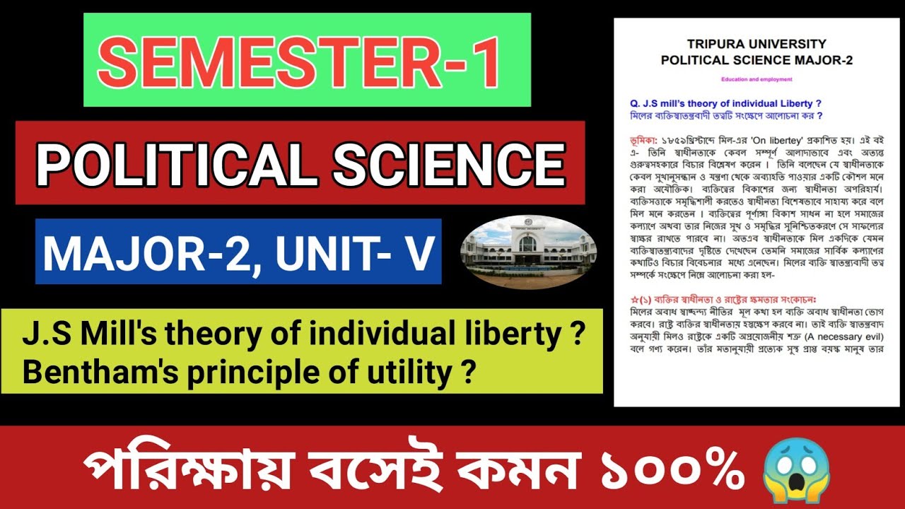 SEMESTER-1, J.S Mill's theory of individual Liberty. POLITICAL SCIENCE ...