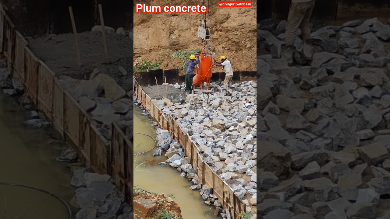 Plum concrete in G+10 Building Foundation #construction #heavycivil # ...