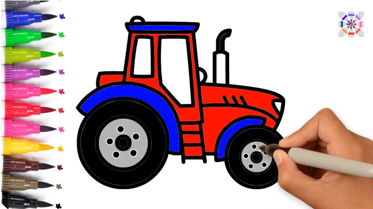 Tractor Drawing Easy - How To Draw A Tractor Step By Step For Kids ...