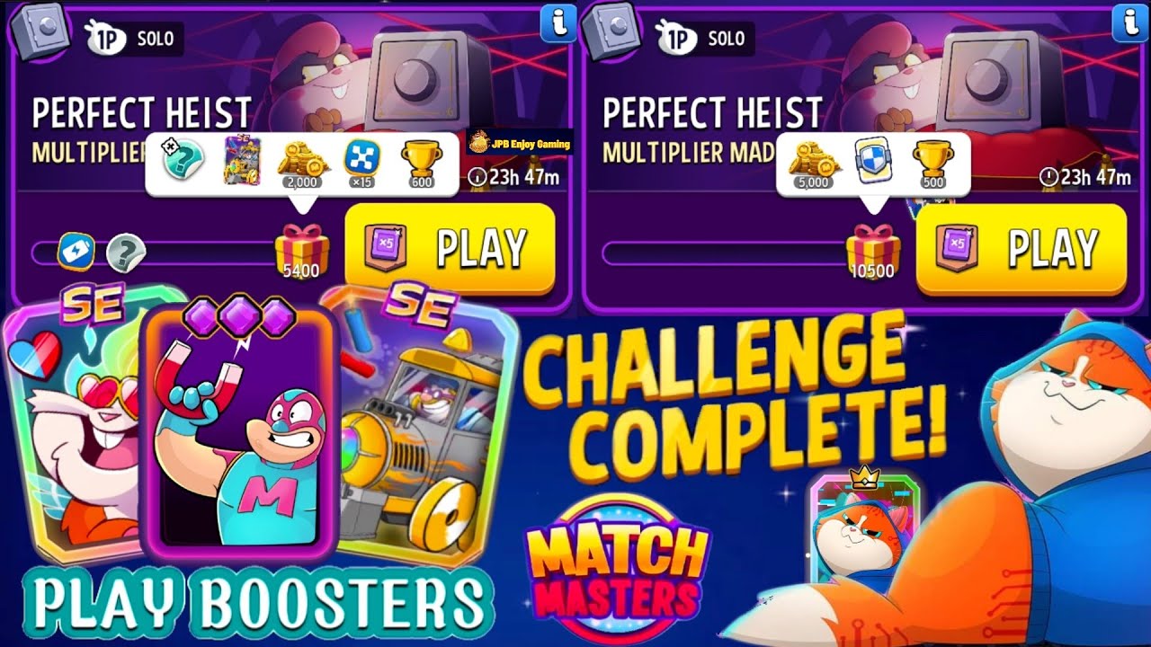 2 Solo/ Perfect Heist Multiplier Madness Solo Challenge 5400 and 10500 Score/ Match Masters ...