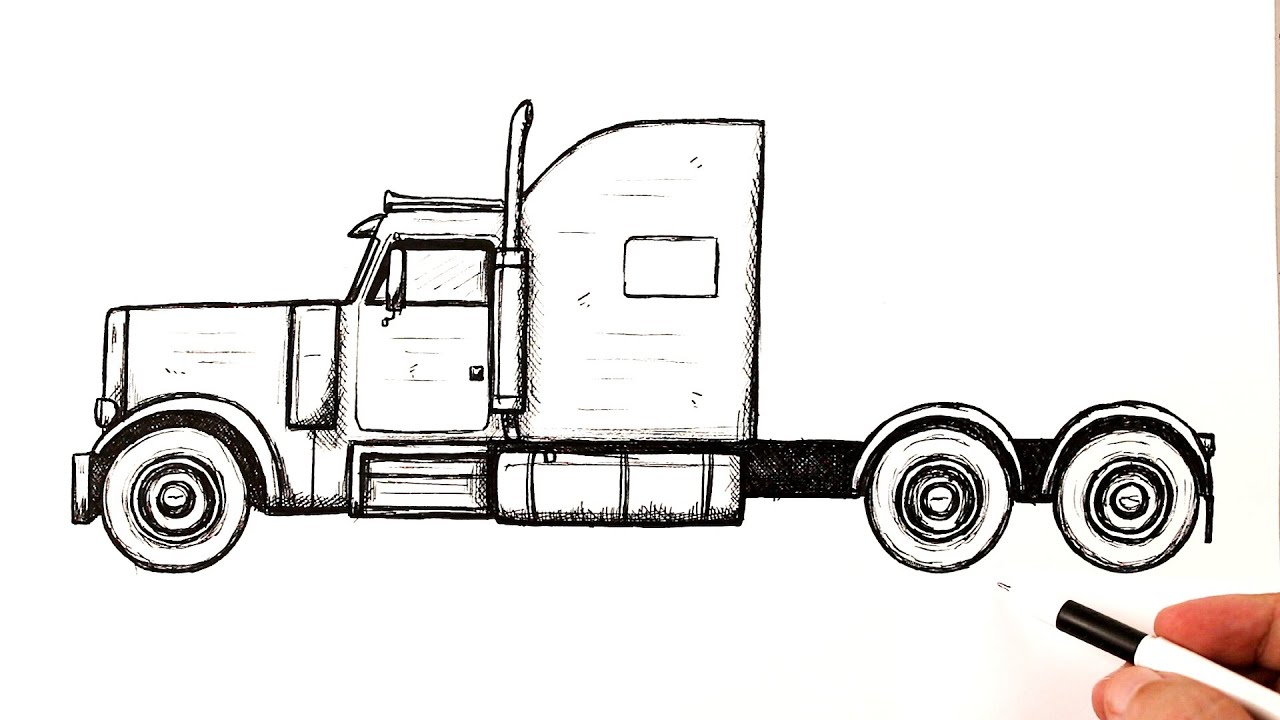 How to draw a Truck step by step - YouTube