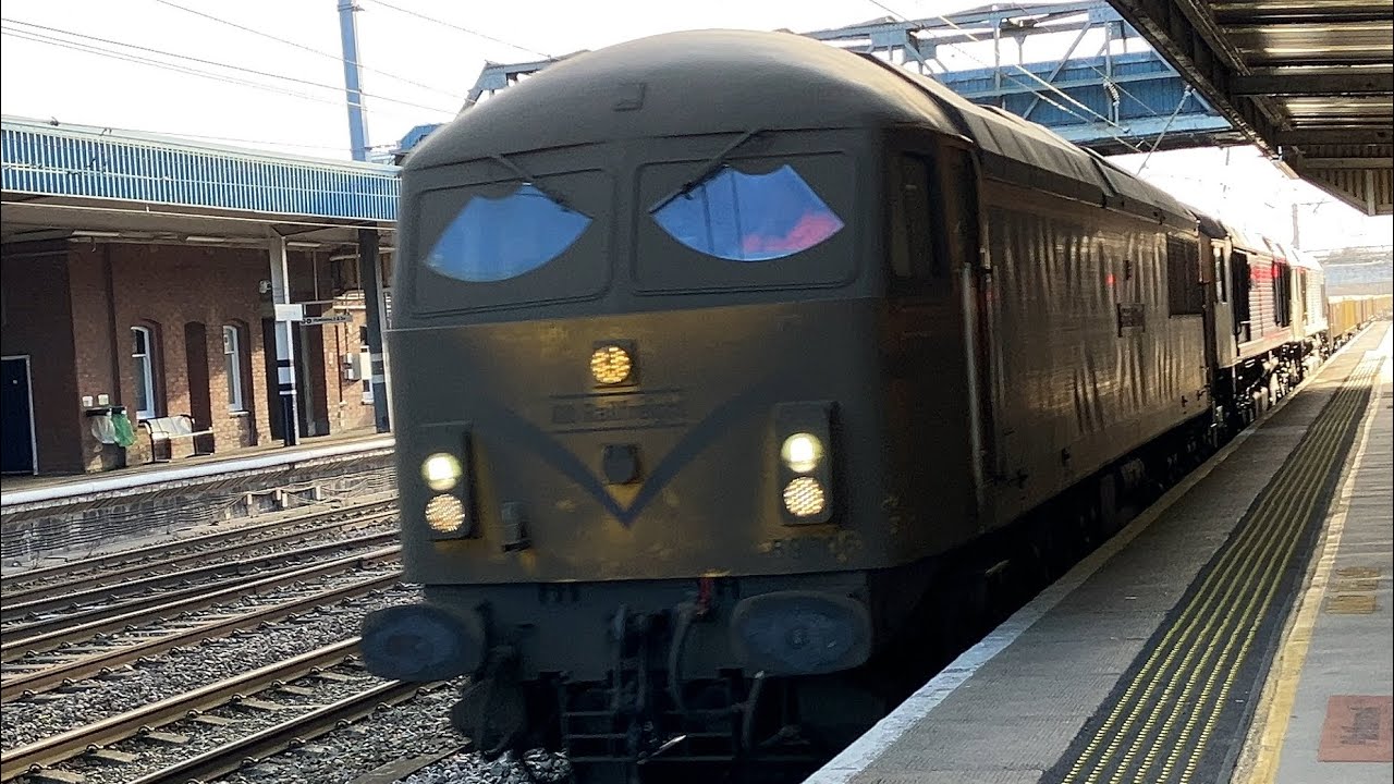 69006 + 66763 + 66703 GBRF pass through Doncaster railway station - YouTube