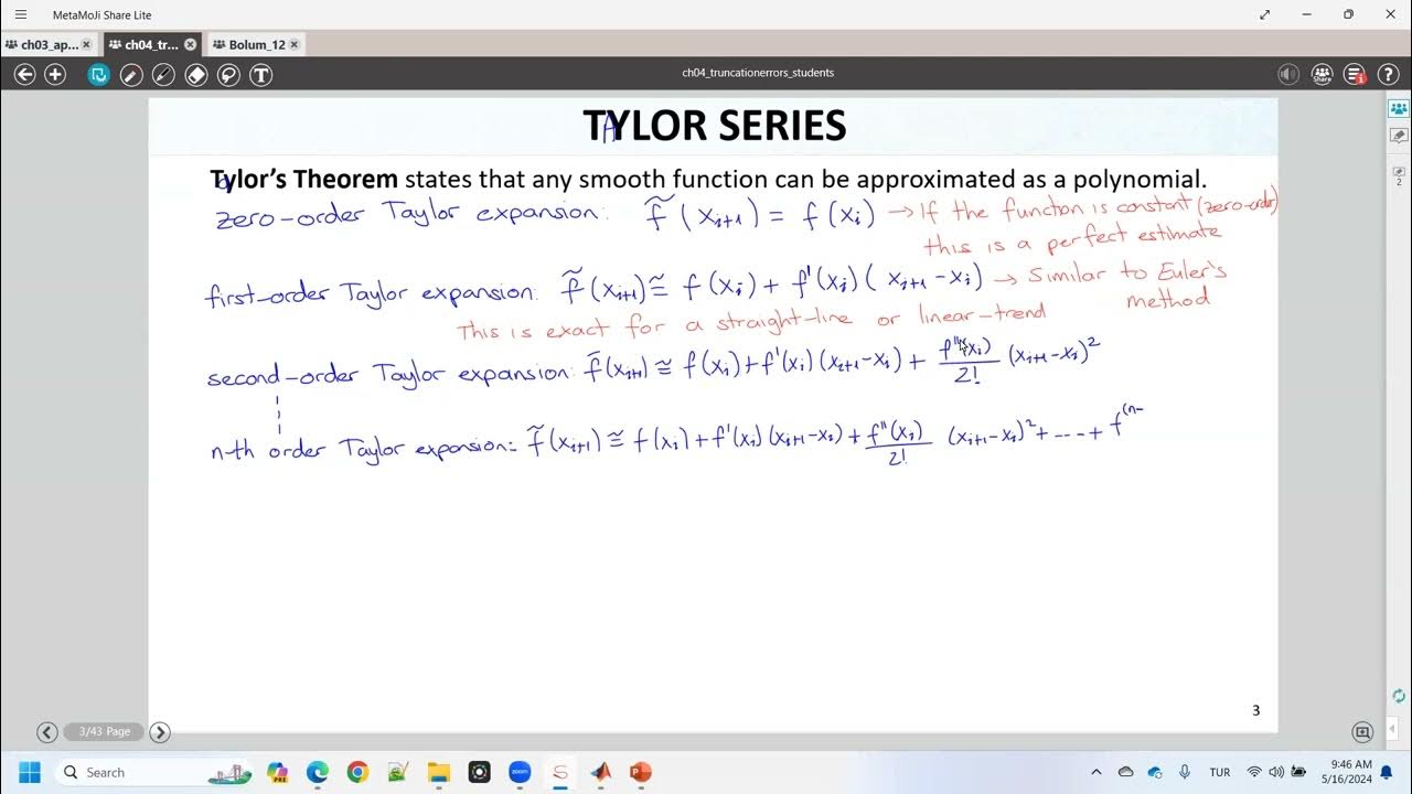 Numerical Methods Lec08 Ch04 Truncation Errors1 Introduction - Taylor Series Turkce - YouTube