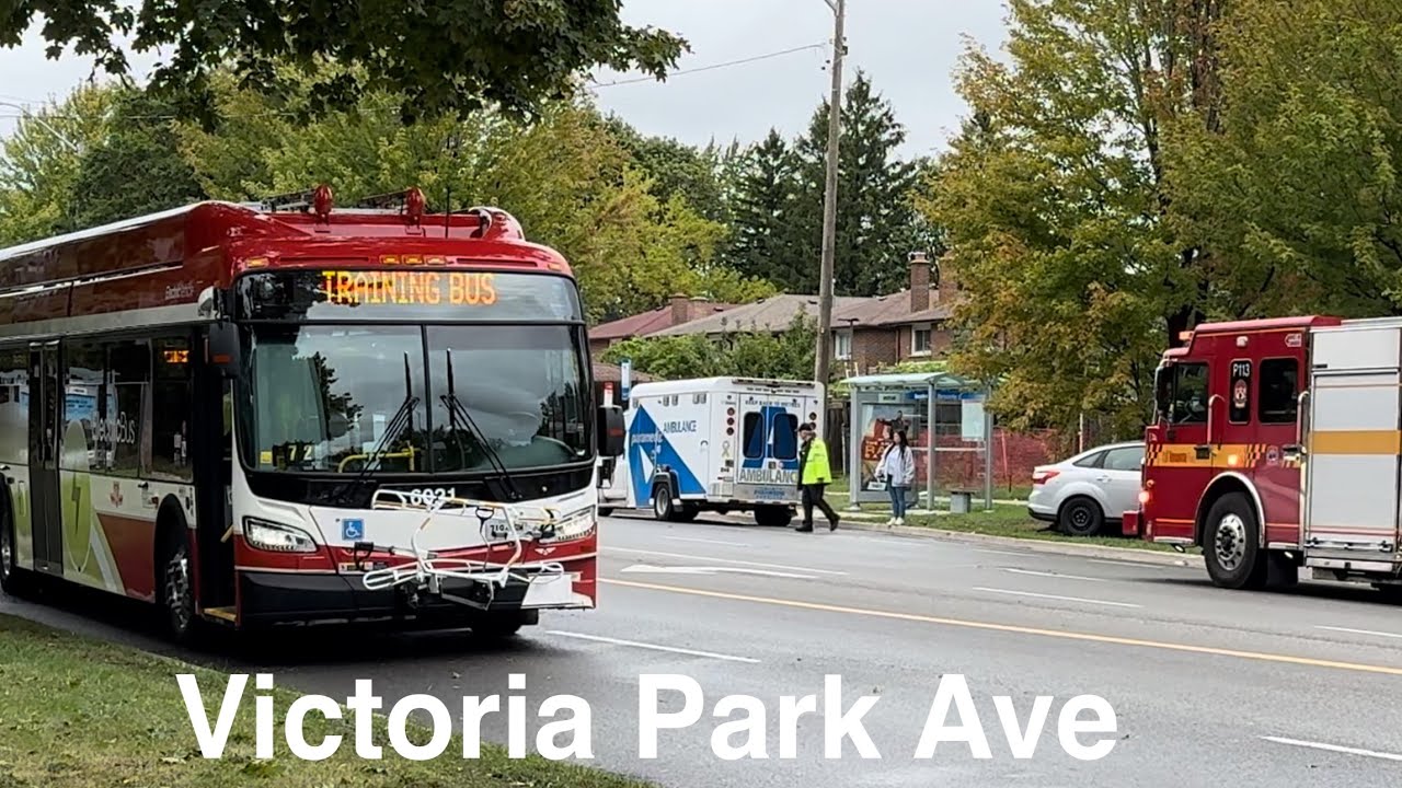Toronto Police EMS & Fire MVC Car and TTC Bus - YouTube