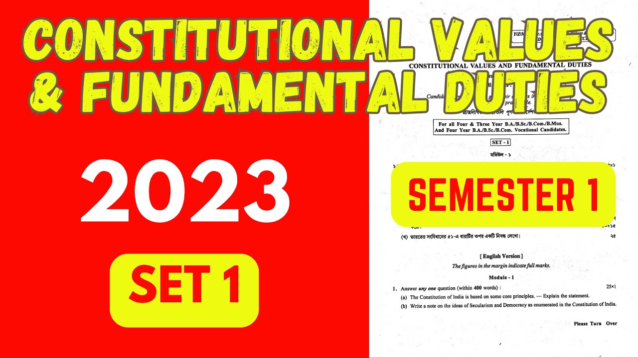 Constitutional Values and Fundamental Duties Question Paper 2023 ...