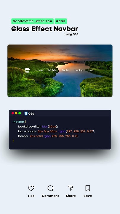 Glass Effect Navbar #css #coding #Navbar #hovereffect #Website - YouTube