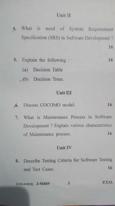 Bsc fourth sem computer science question paper 📜 (soft engineering)#@# - YouTube