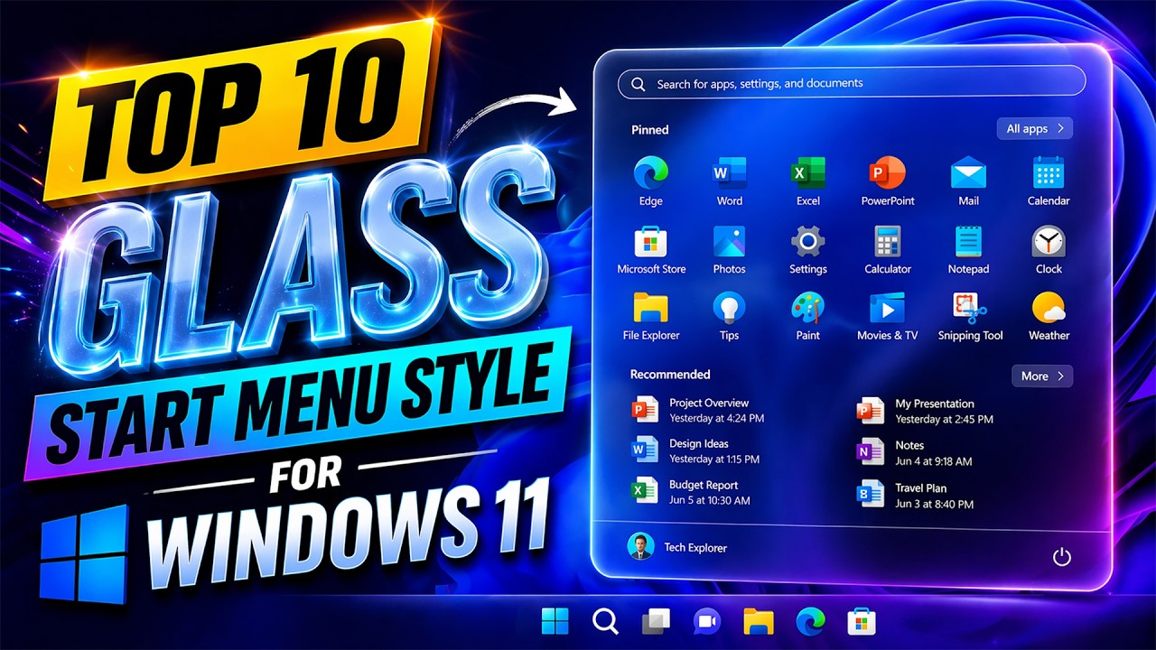 Top 10 Glass Start Menu Styles for Windows 11 | Windhawk Customization ...