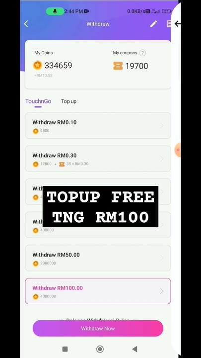 dapat tebus reload topup RM100 dari touch n go 2023 - YouTube