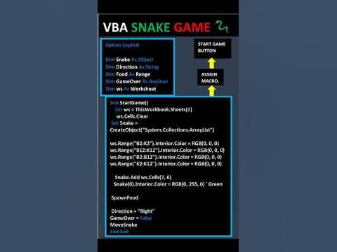Excel Snake Game in VBA! 🐍 | Play Inside Excel 😲 #Shorts #vba #automation #macro #excel #coding ...