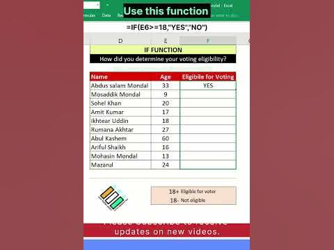 Excel IF Function How to use IF Function in excel #excel #technomondal#iffunction - YouTube