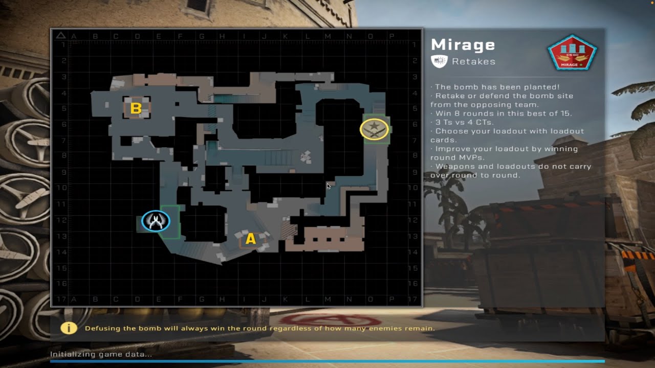 CSGO: Retake Mirage 3v4 against Hard Bots | T vs CT | MVP #csgo # ...