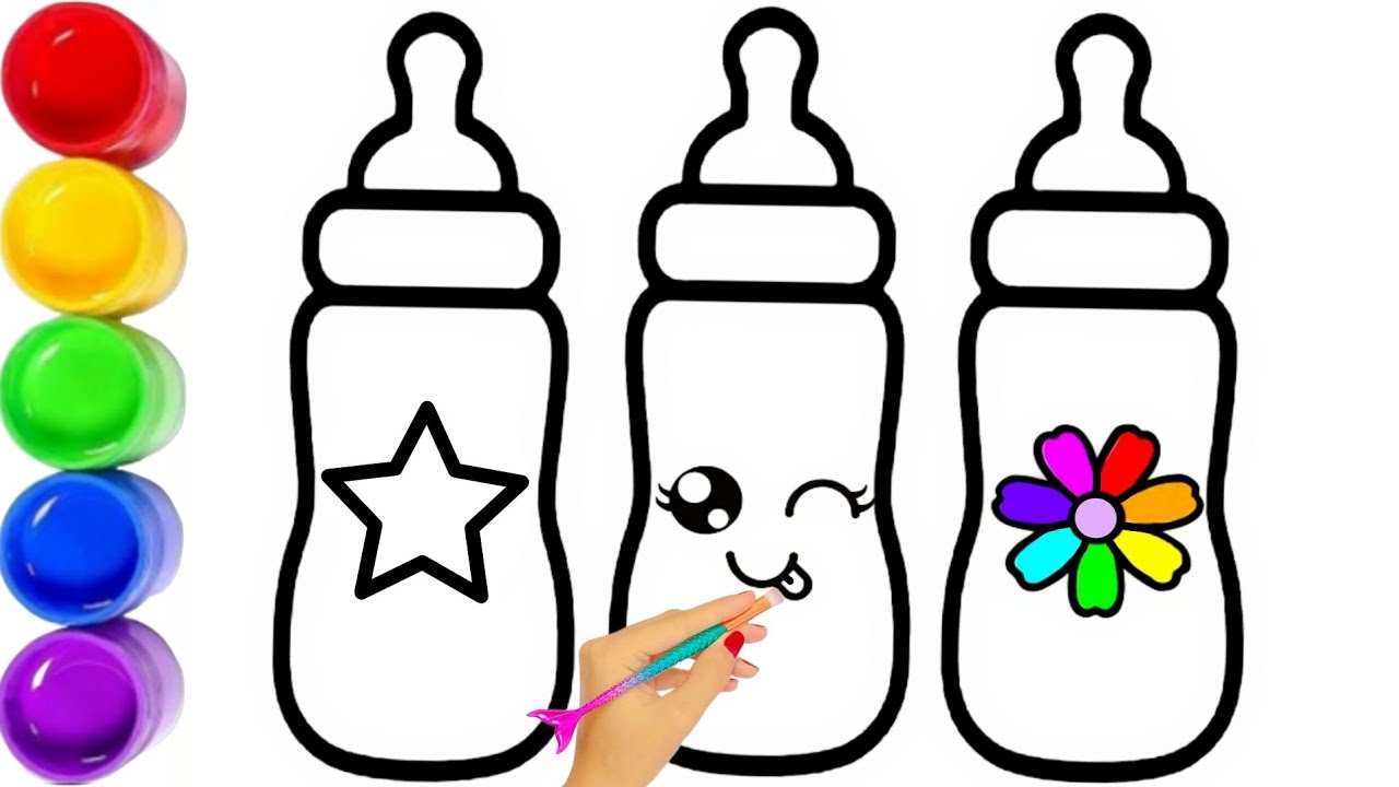 How To Draw Baby Milk Feeding Bottles 🍼 Cute & Easy Baby Milk Feeding ...