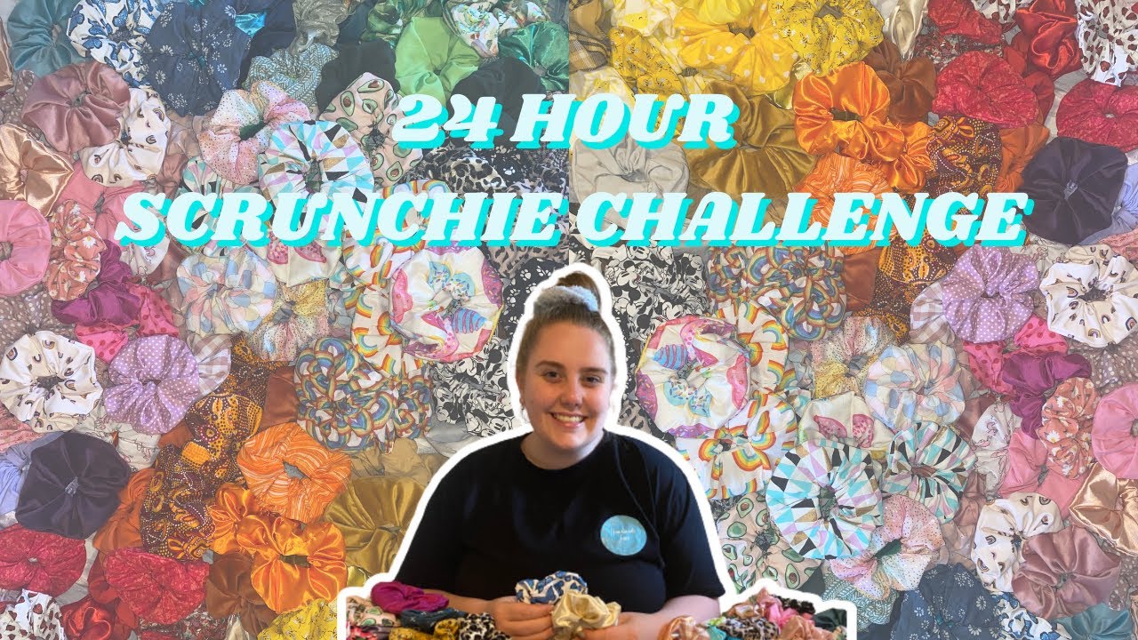 24 HOUR SCRUNCHIE CHALLENGE- making hundreds of scrunchies, our biggest ...